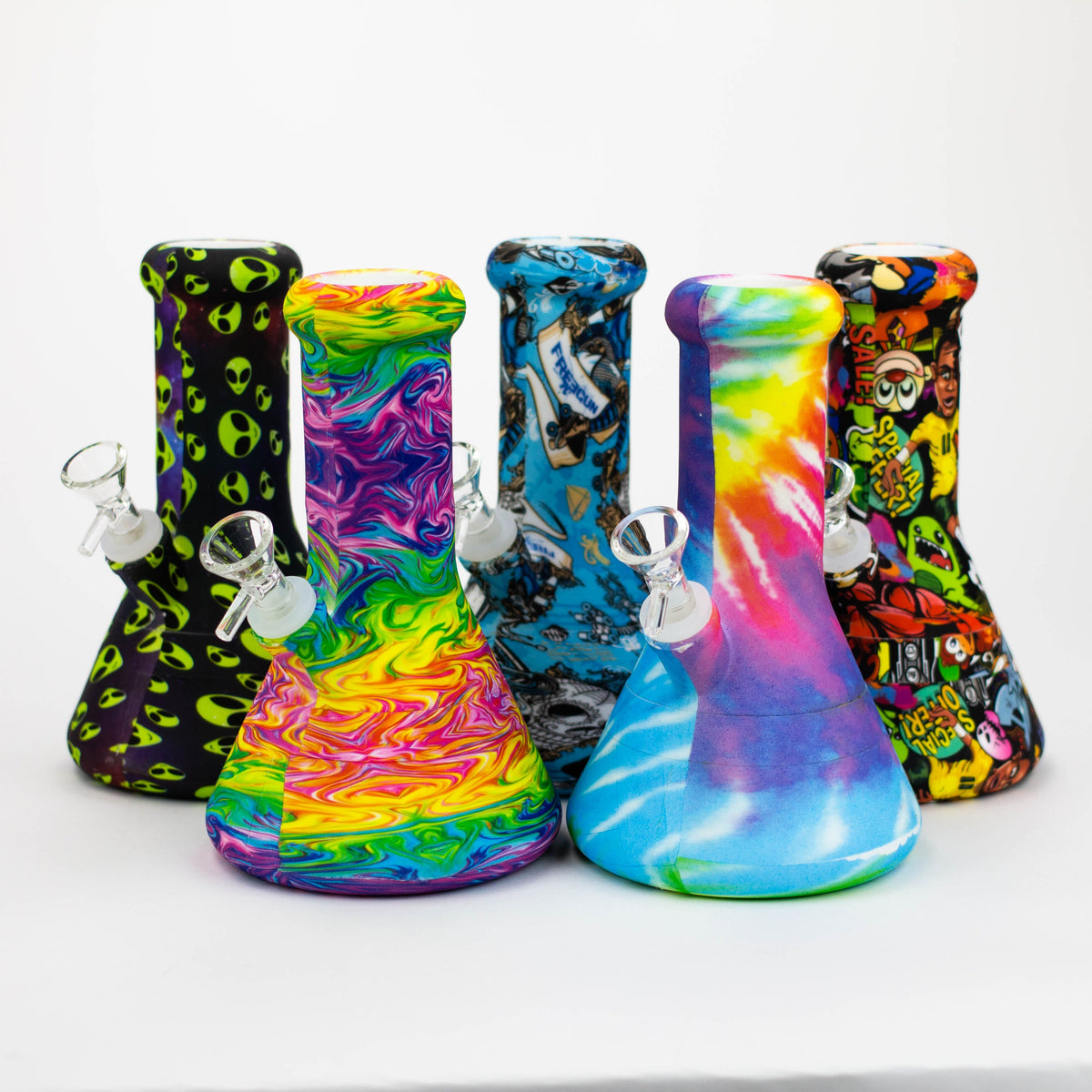 8" Silicone Bong With Assorted Graphics [7050094B] — Bong Outlet Canada