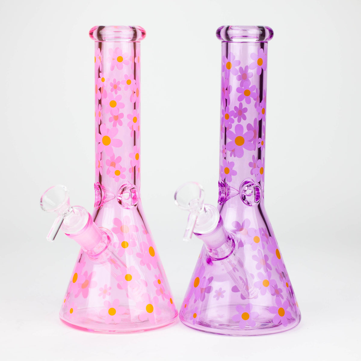 10" Color Glass Bong With Daisy Design [WP 061] — Bong Outlet Canada