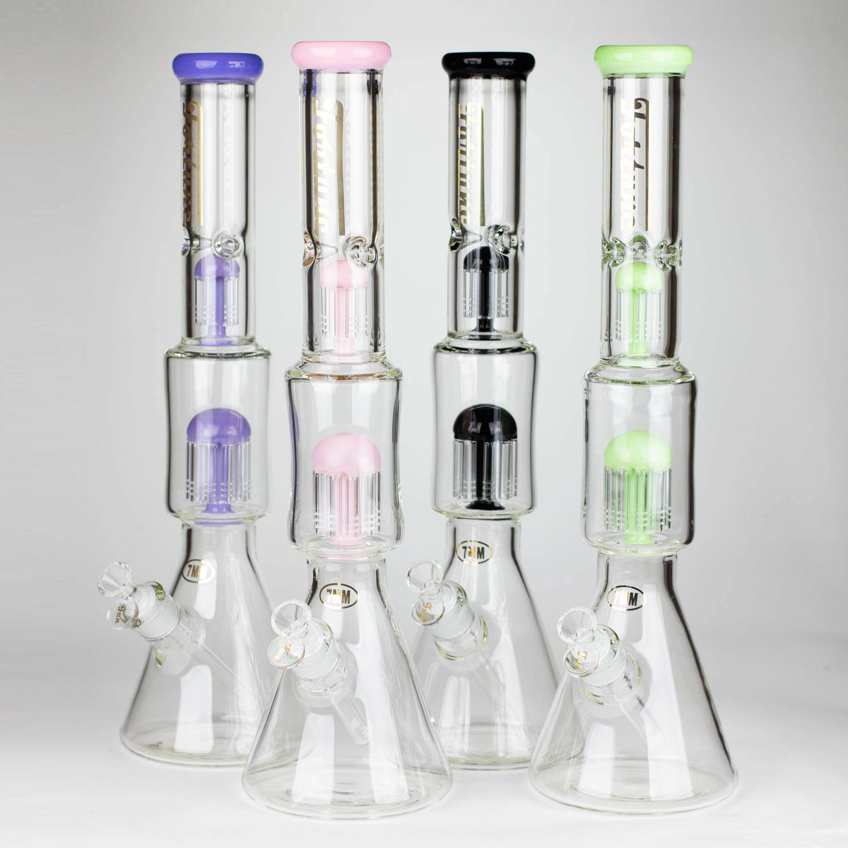Fortune | 18" Double Tree Perc Beaker Bong Assorted Colour — Bong ...