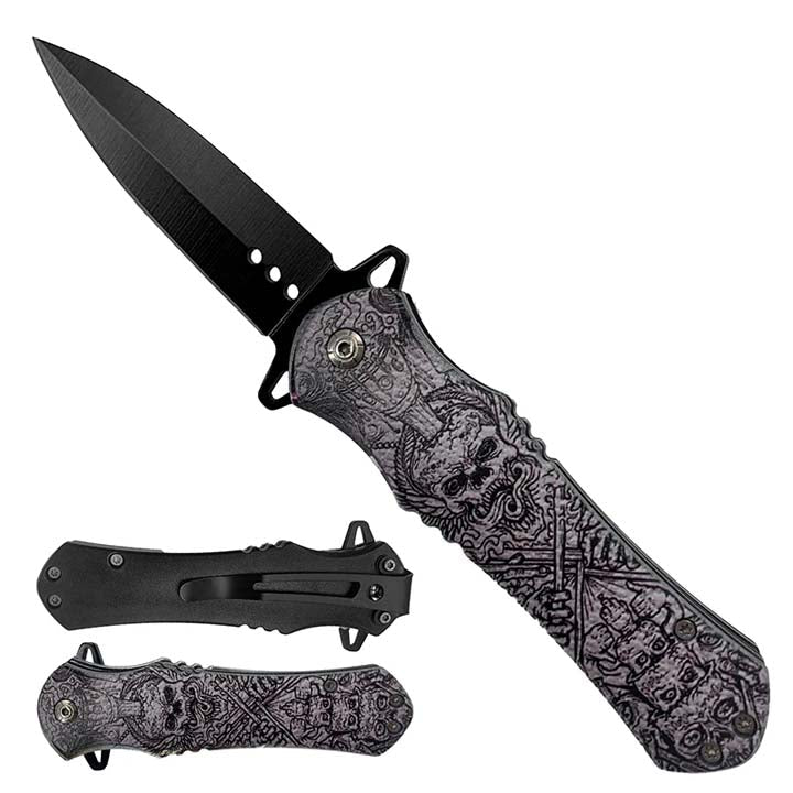 Skull Spring Assisted Pocket Knife — Bong Outlet Canada