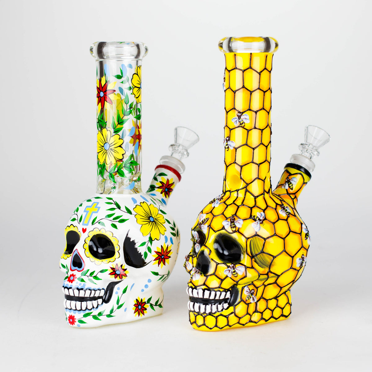 9" Sugar Skull-Themed glass bong [SK Series] — Bong Outlet Canada