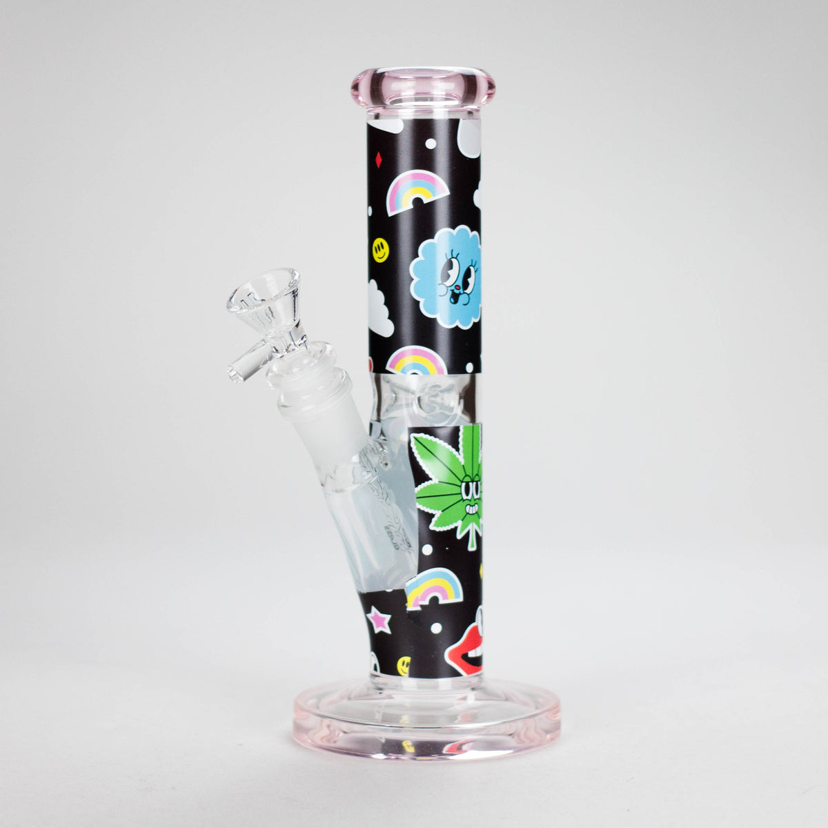 Haze | 9″ Face Emoji Straight Tube Glass Bong with Color End – Pink (M ...