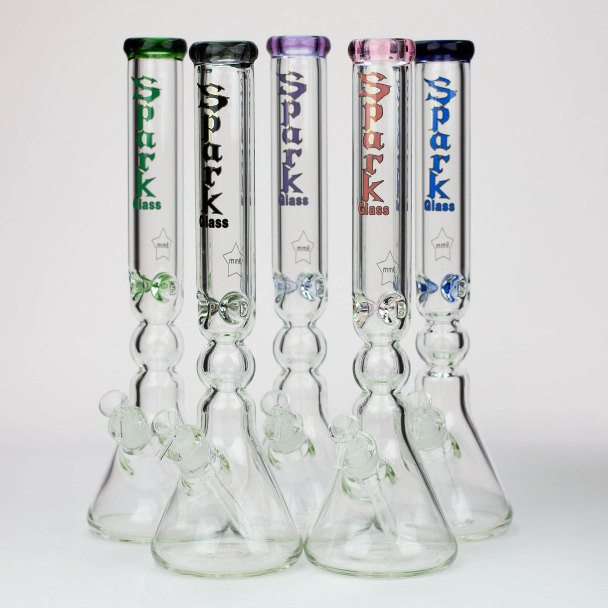 17.5" Spark 9 mm curbed tube glass water bong — Bong Outlet Canada
