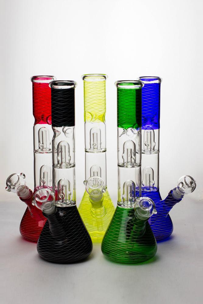 12 inches double dome percolator patterned beaker water bong — Bong ...