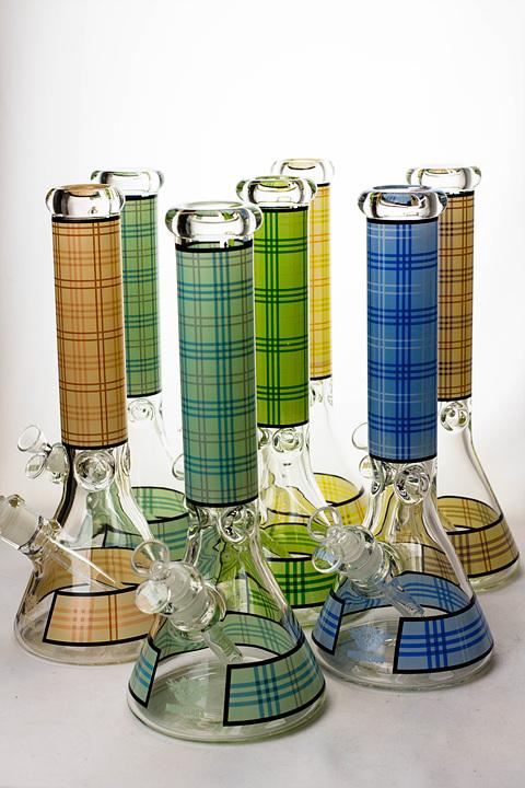 14" glass 7 mm check pattern glass bong — Bong Outlet Canada