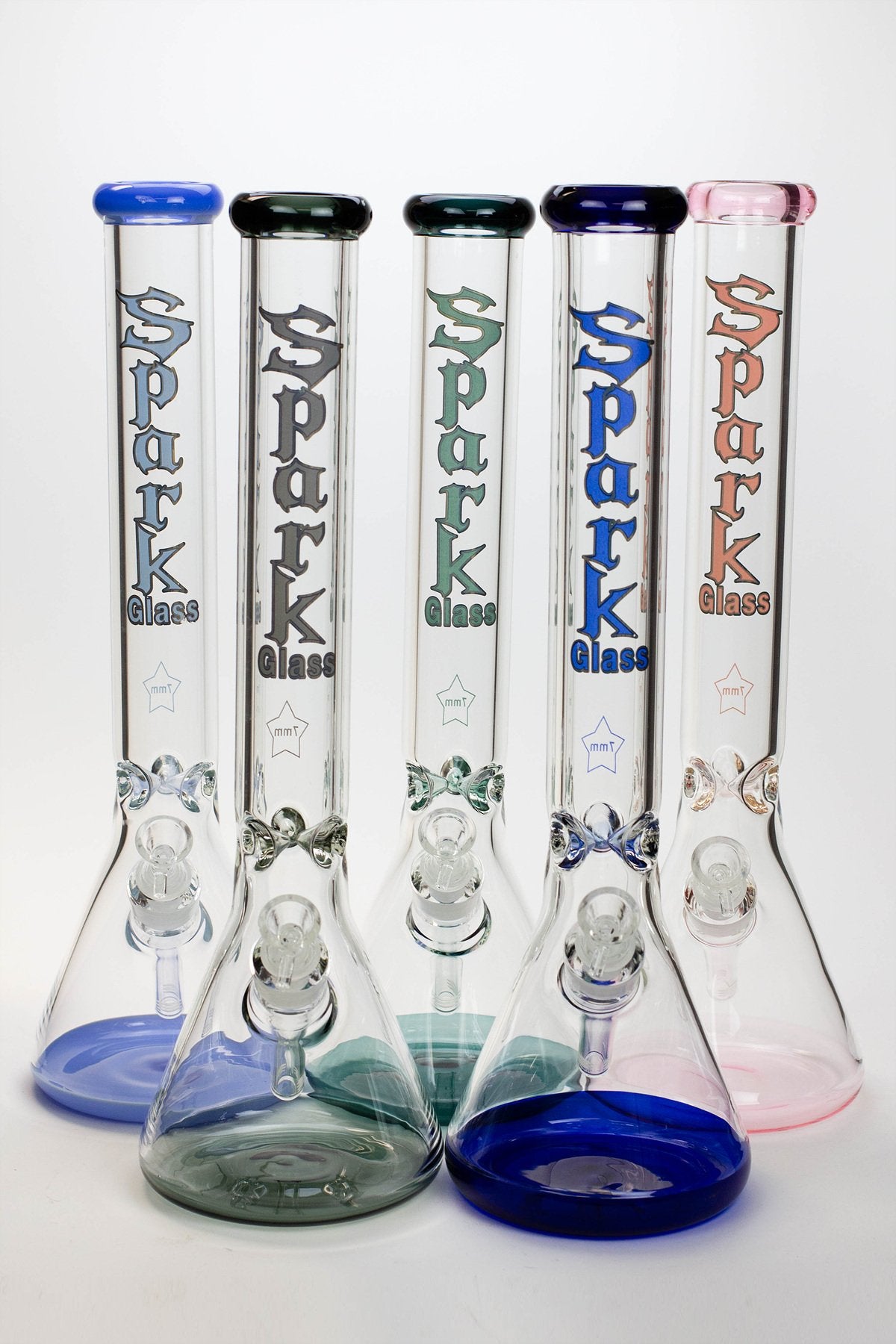 18" Spark 7 mm colored bottom glass water bong — Bong Outlet Canada