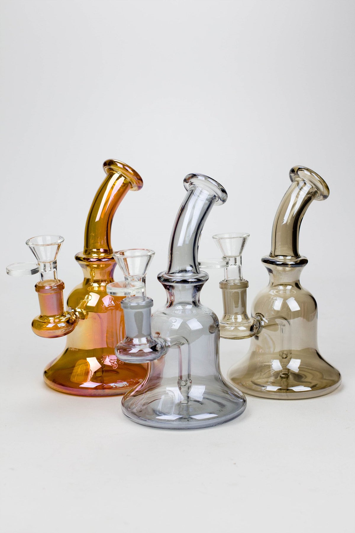 6" fixed 3 hole diffuser Metallic tinted bubbler — Bong Outlet Canada