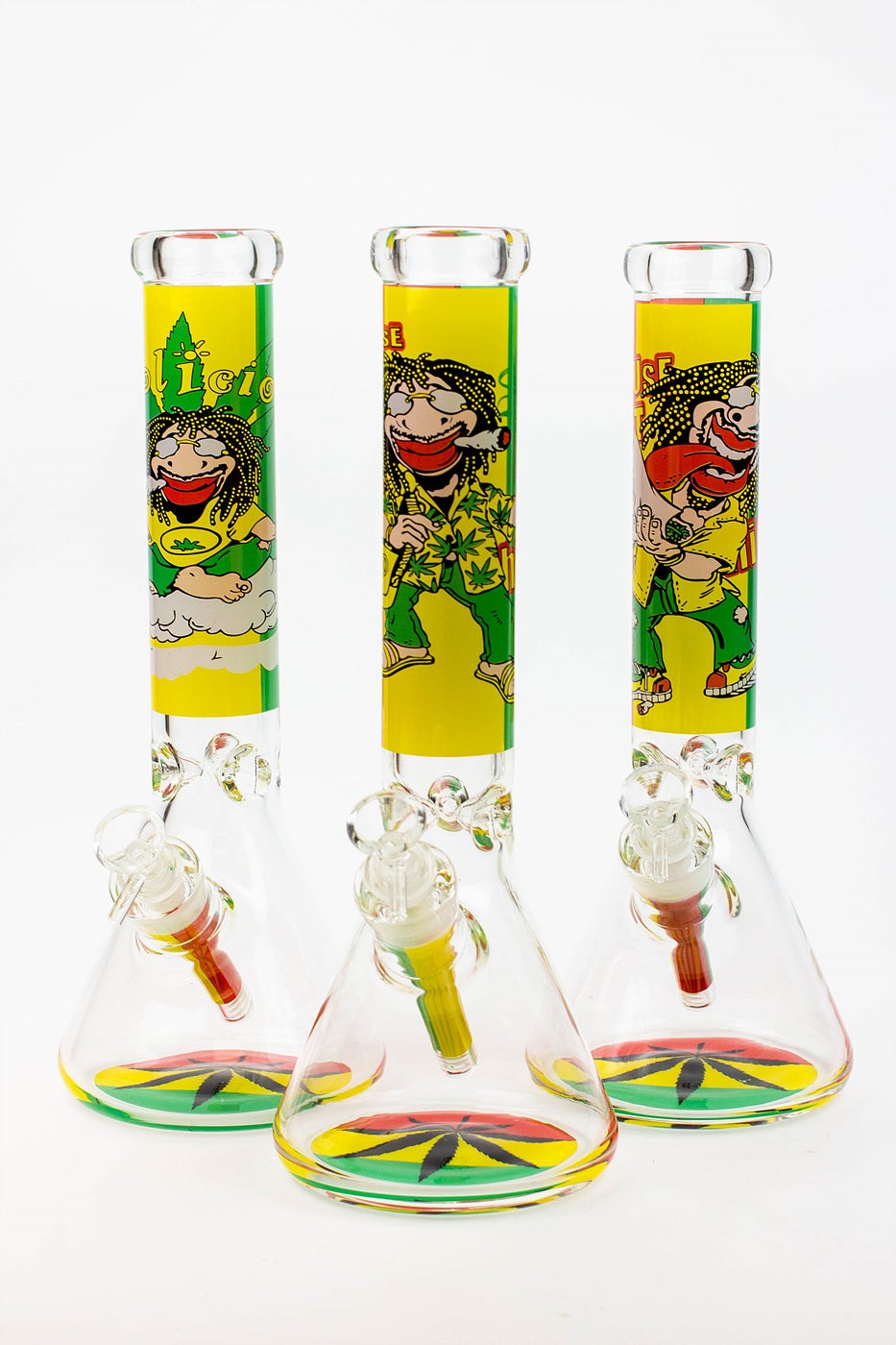13.5" Rasta Man / 7 mm / classic beaker glass bong — Bong Outlet Canada